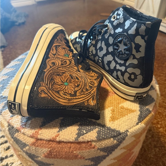 Converse | Shoes | Converse Hightops With Black And Brown Patterns ...
